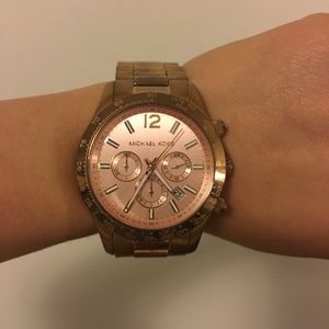Michael Kors | Accessories | Michael Kors Rose Gold Oversized Boyfriend ...